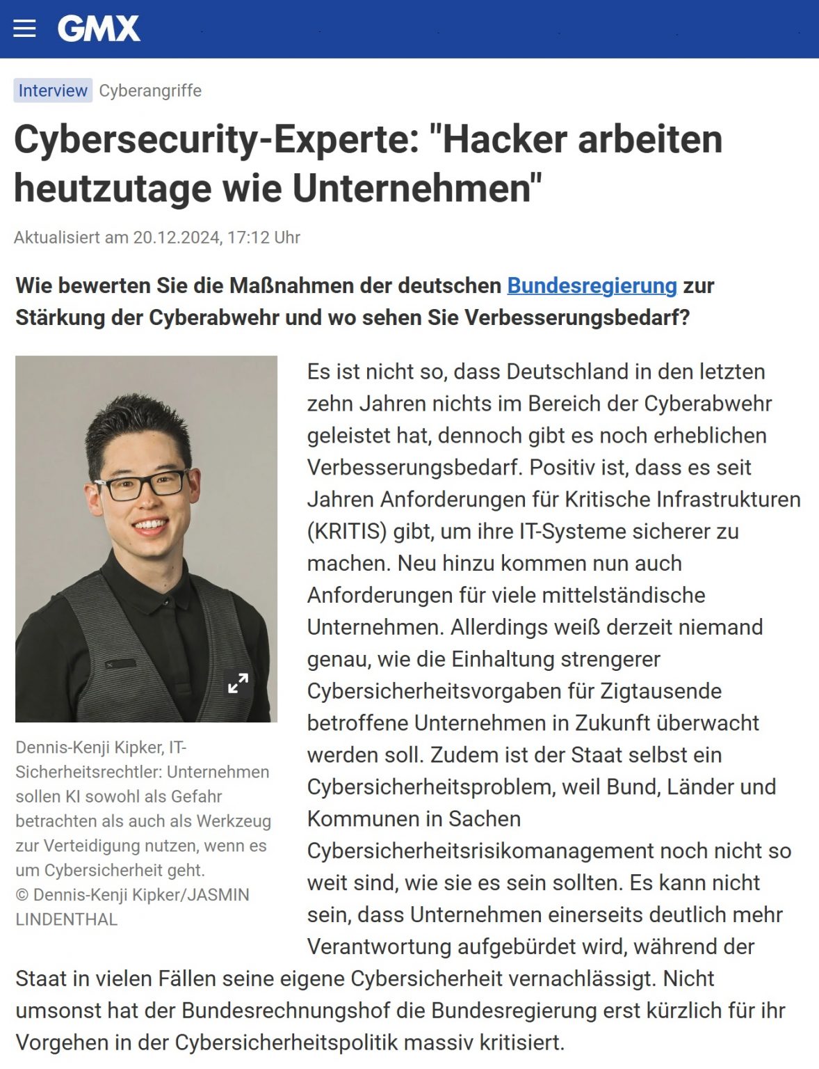 Cybersecurity Jahresrückblick und Ausblick auf 2025 im Interview bei ...